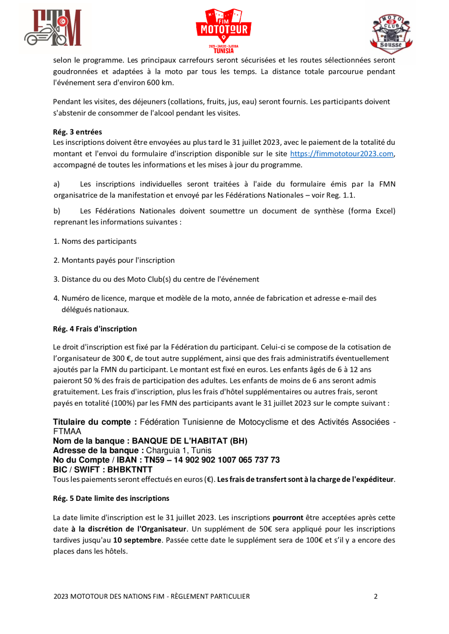 Mototour - Règlement Particulier | FFMoto